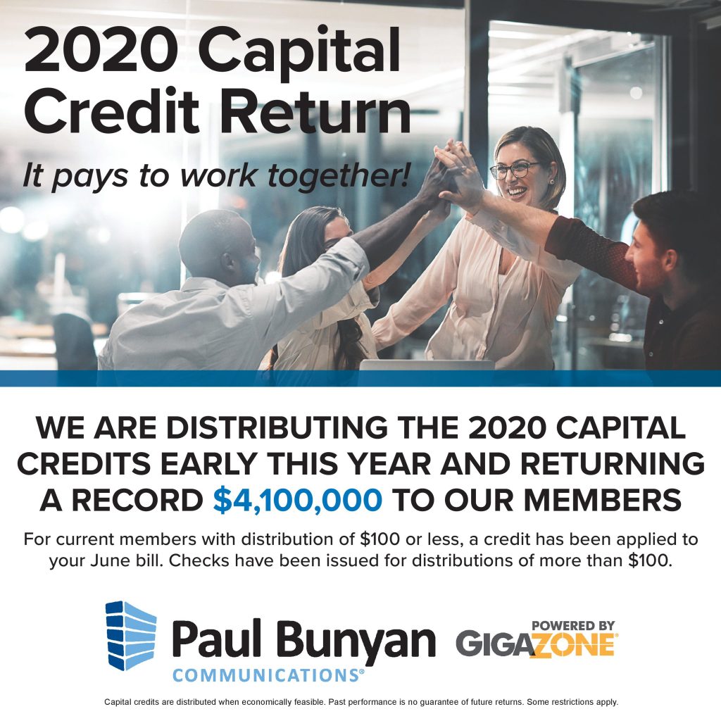 Paul Bunyan Communications Returns Capital Credits Early; Over $4.1 ...